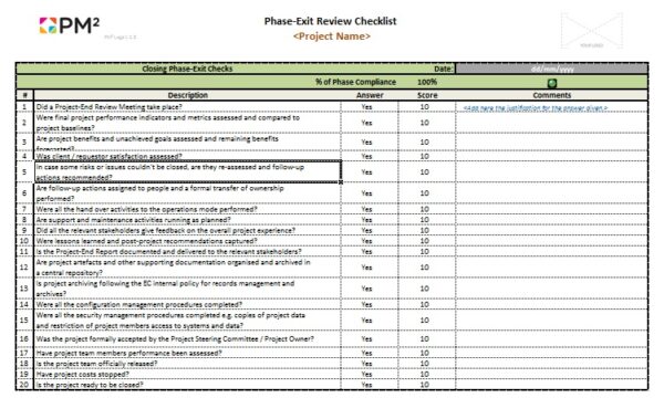 PM² Artefacts | Templates | Monitor & Control | Phase-exit Review ...