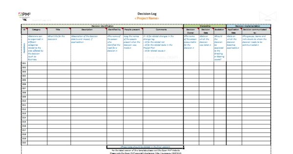 PM² Artefacts | Templates | Monitor & Control | Decision Log – European ...